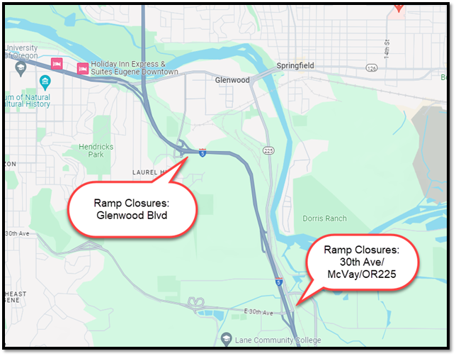 Ramp Closures: I-5 NB & SB (Eugene)