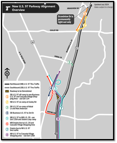 Closures for US20/US97 Business WB to US20 WB between MP 18.30-18.50 ...