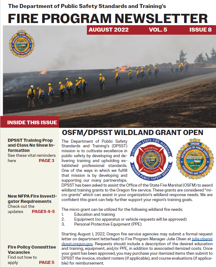 DPSST Fire Program Newsletter