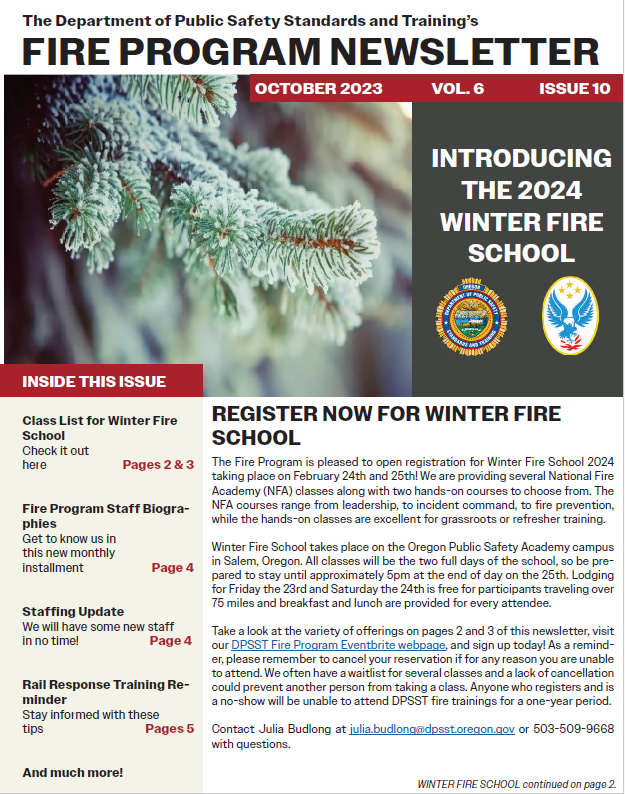 DPSST Fire Program Newsletter