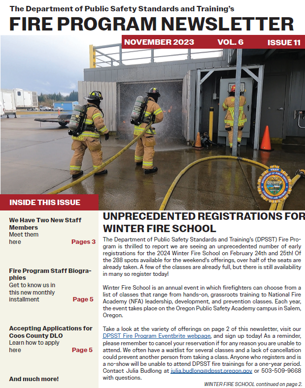 DPSST Fire Program Newsletter