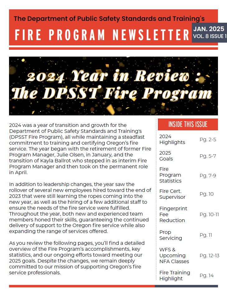 DPSST Fire Program Newsletter