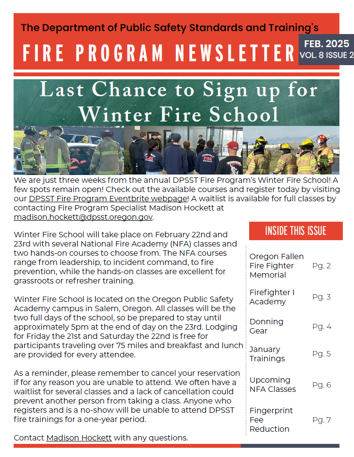 DPSST Fire Program Newsletter