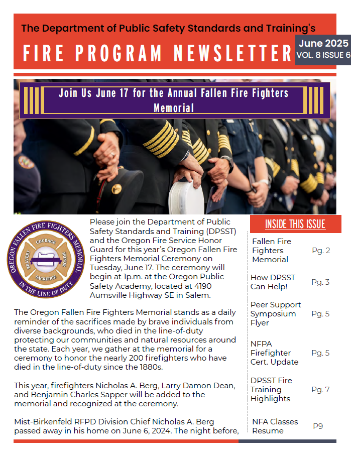 DPSST Fire Program Newsletter