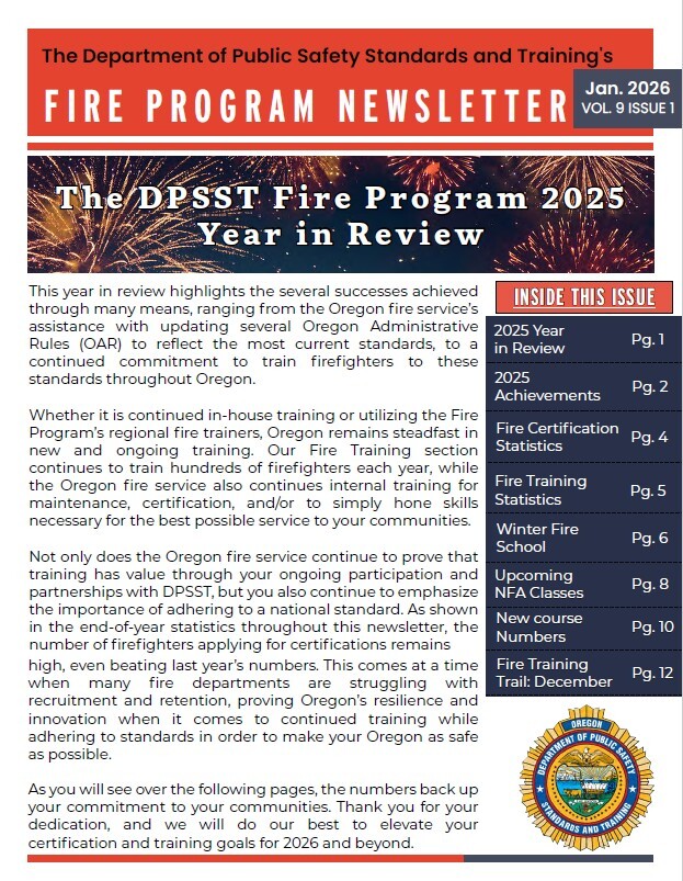 DPSST Fire Program Newsletter