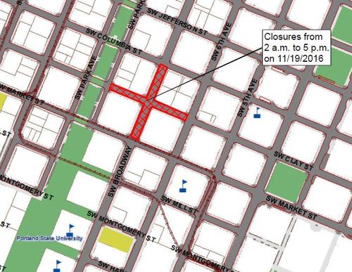 PBOT Traffic Advisory: Private construction project closes SW Broadway ...