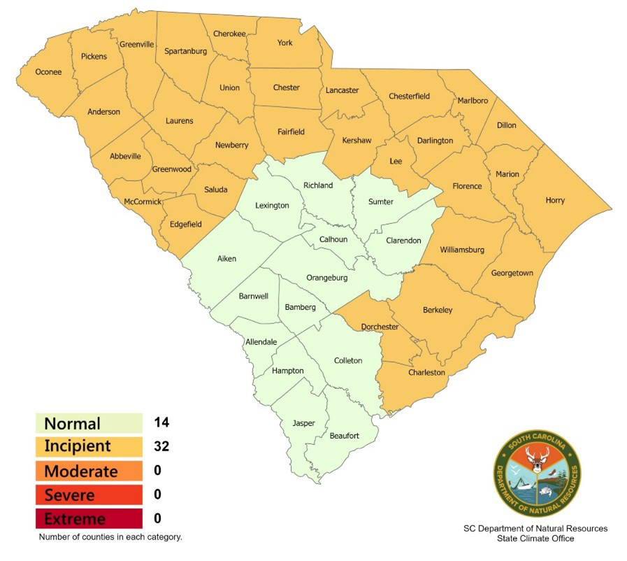 Drought status unchanged throughout SC; fire risk remains a concern