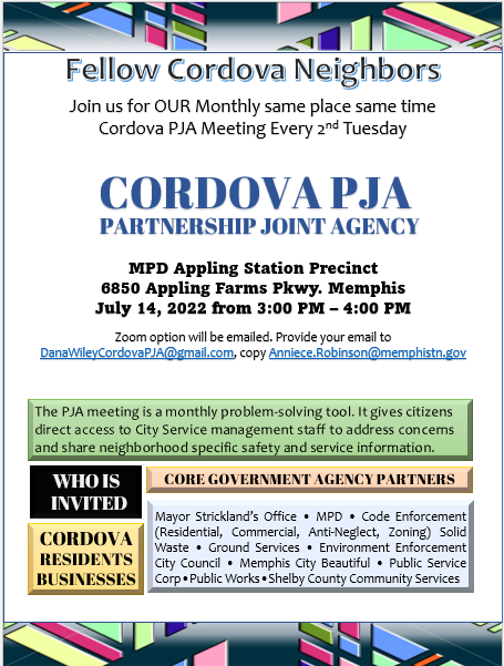 Tomorrow! July Cordova Police Joint Agency Meeting