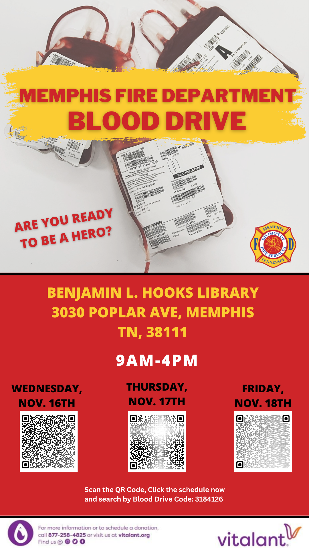 Memphis Fire Department Blood Drive - Be A Hero on Nov. 16 -Nov. 17 and ...