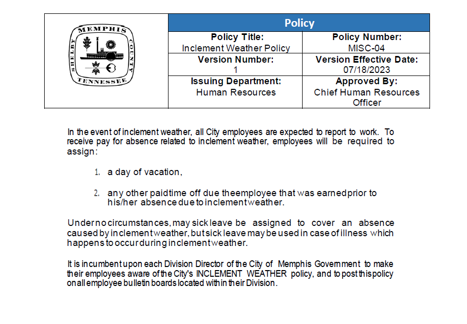 Inclement Weather Policy MISC-04