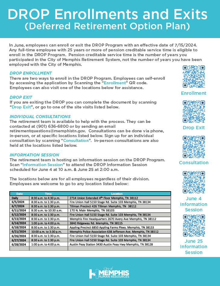 DROP Information Session June 25 at 2PM