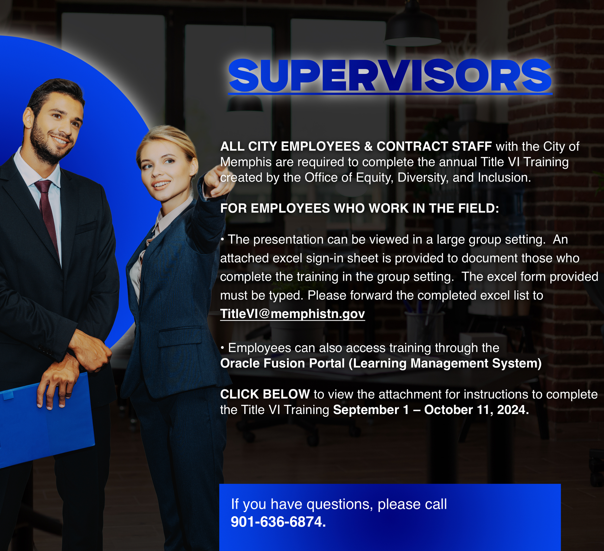 DEADLINE EXTENDED through Oct. 11 -All Employees & Contract Staff -Please Complete Title VI Training