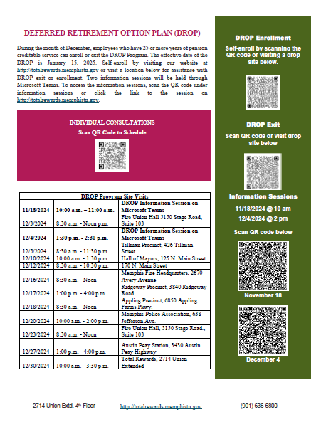 Information Sessions about the Deferred Retirement Option Plan (DROP ...