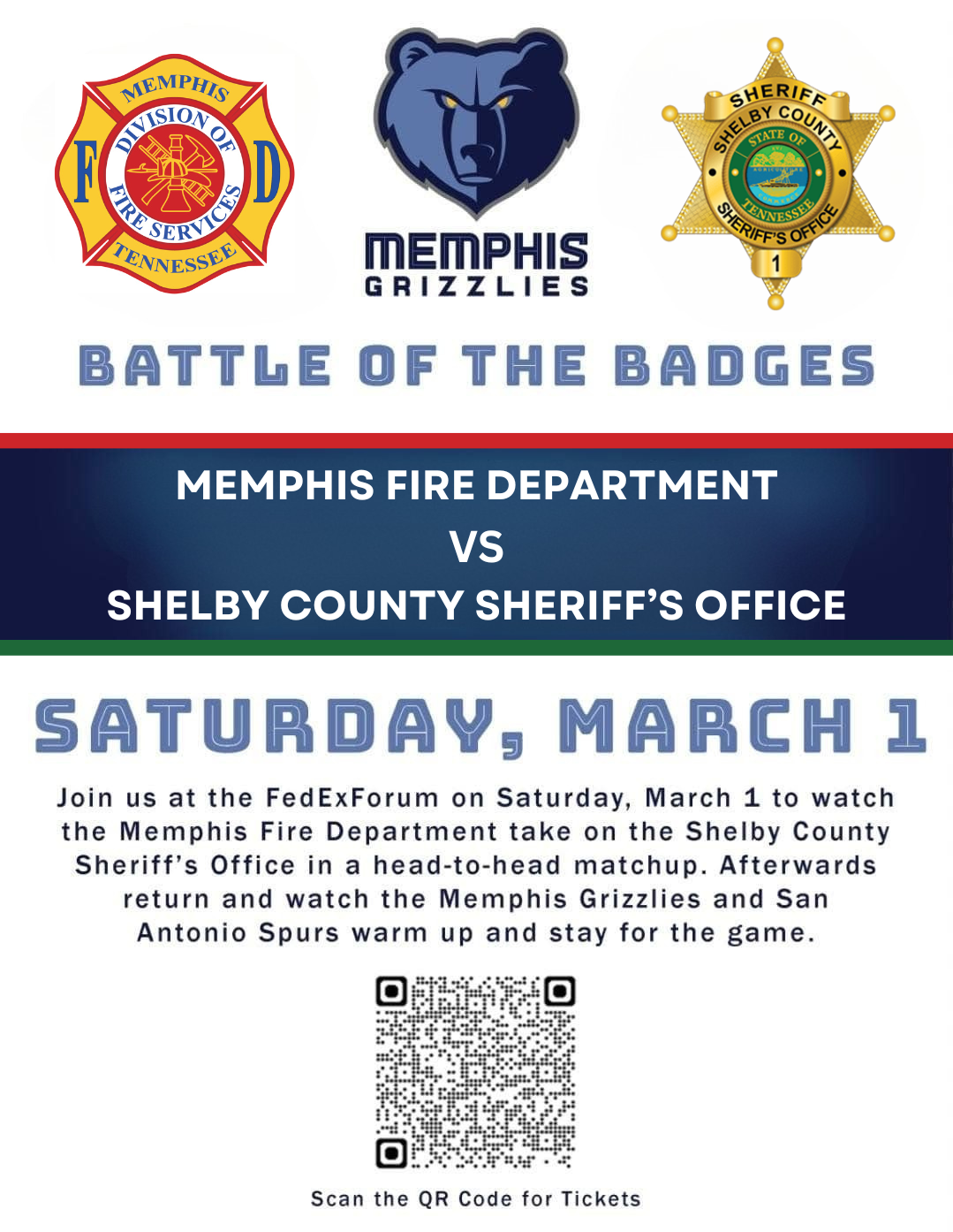 BATTLE OF THE BADGES- Memphis Fire VS SCSO - FedEx Forum - MARCH 1