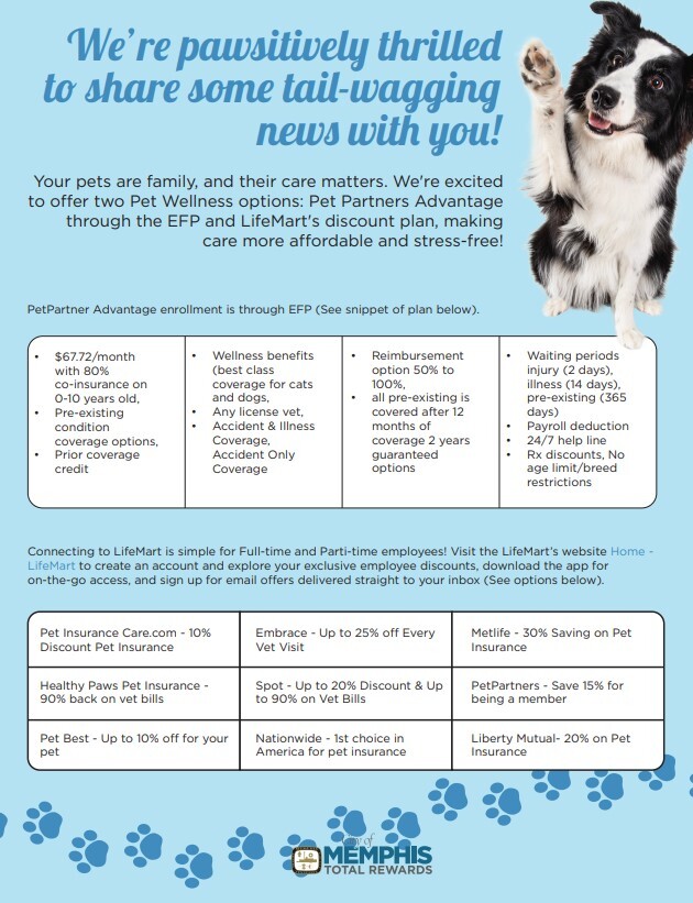 The COM is PAWSITIVELY thrilled to offer PET WELLNESS options.......