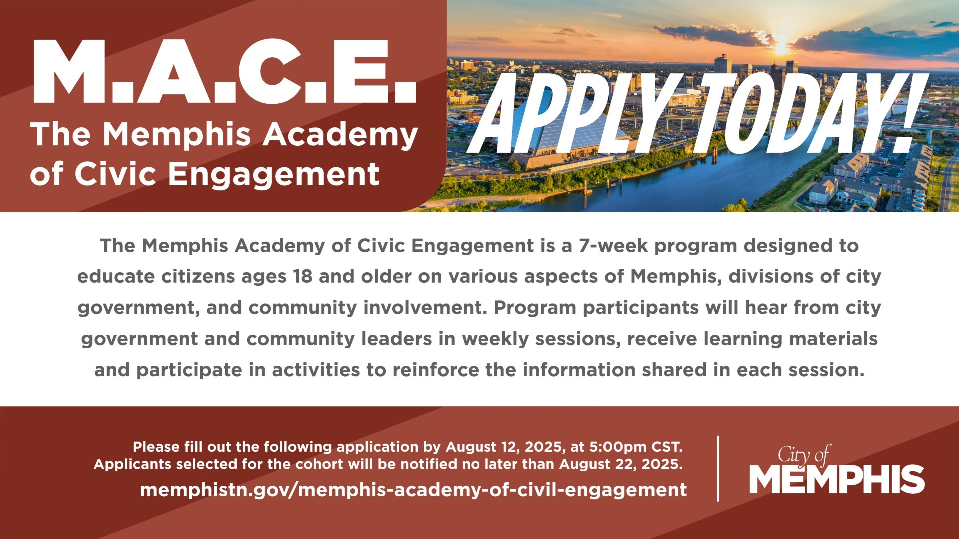 Register for M.A.C.E. today! The deadline to apply is August 12, 2025 ...