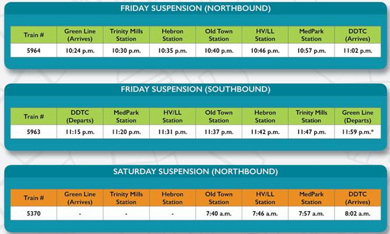 DCTA A-train Positive Train Control (PTC) Service Modifications