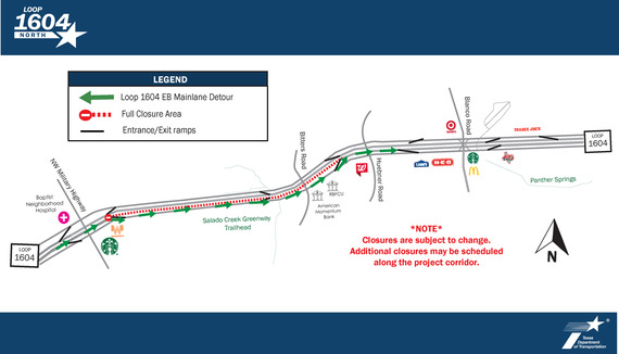 Loop 1604 North Expansion Project | Major Closure Notices: Week of 2/26/24