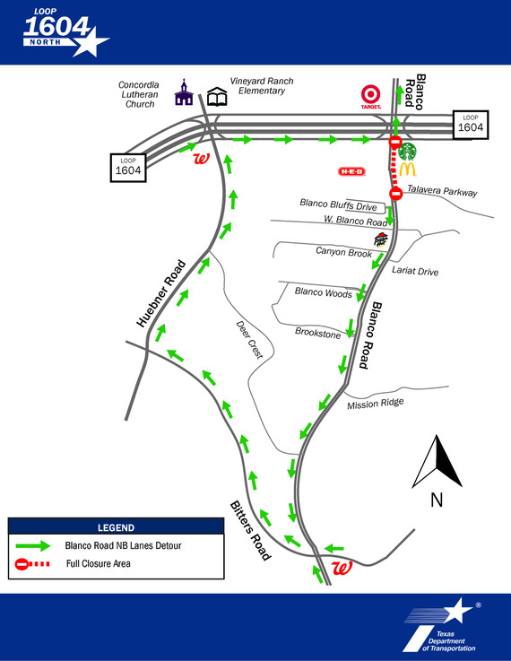 Loop 1604 North Expansion Project | Major Closure Notices: Week of 2/26/24