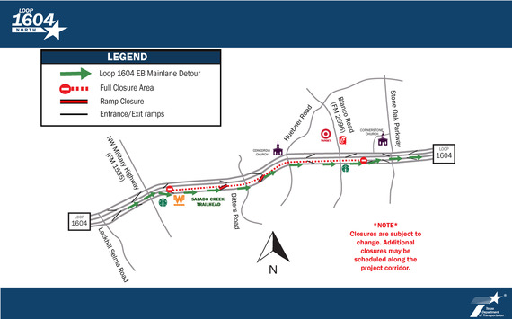 Loop 1604 North Expansion Project | Major Closure Notice: EB Loop 1604 ...