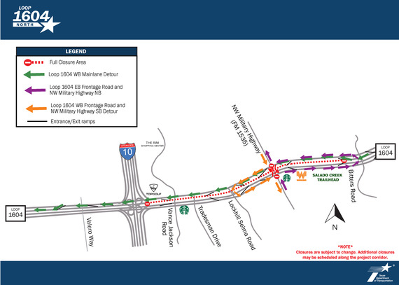 Loop 1604 North Expansion Project | Major Closure Notice: WB Loop 1604 ...