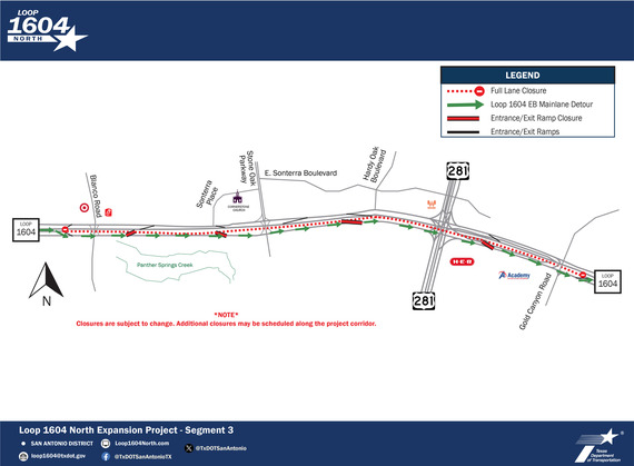 Loop 1604 North Expansion Project | Major Closure Notice: EB Loop 1604 ...