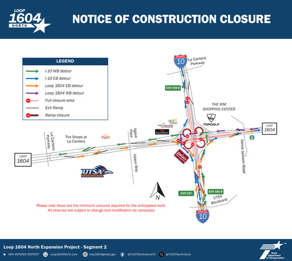 Loop 1604 North Expansion Project | Major Closure Notice: Loop 1604 & I-10 Interchange - Weekend ...