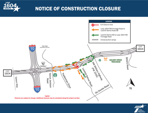 Loop 1604 North Expansion Project | Major Closure Notice: Lockhill ...