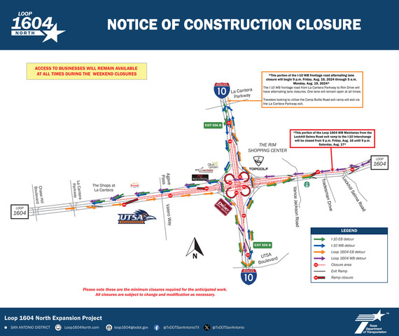 Loop 1604 North Expansion Project | Closure Notice: Weekend closures at ...