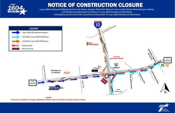 Loop 1604 North Expansion Project | Closure Notices