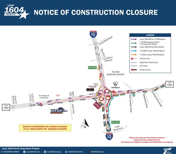 Loop 1604 North Expansion Project | Weekend Closures (9/27/24 - 9/30/24)