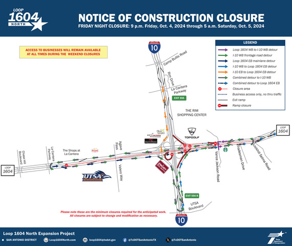 Loop 1604 North Expansion Project | Weekend Closures at Loop 1604 & I ...