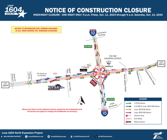 Loop 1604 North Expansion Project | Friday Night Closure at Loop 1604 ...