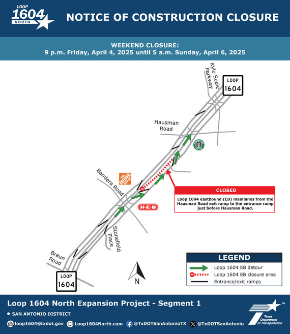 Loop 1604 North Expansion Project | Weekend Closures (4/4/25 to 4/7/25)