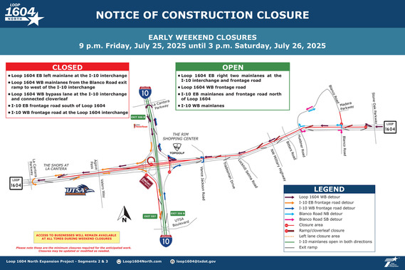 Loop 1604 North Expansion Project | Weekend Closures