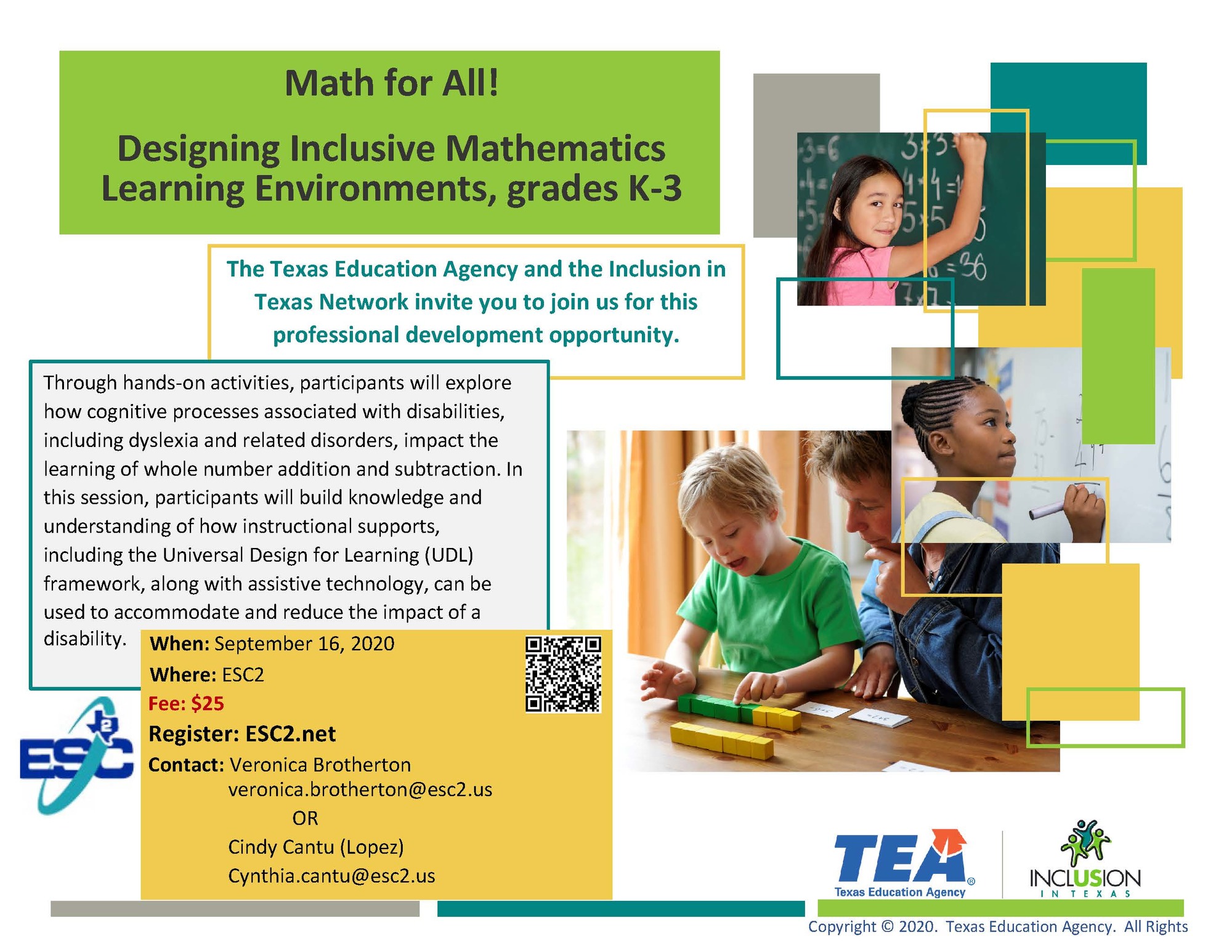 Click on the Flyer to Register for this Math Inclusion workshop