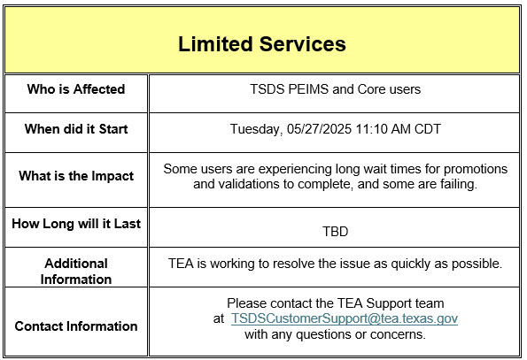TSDS: Limited Services