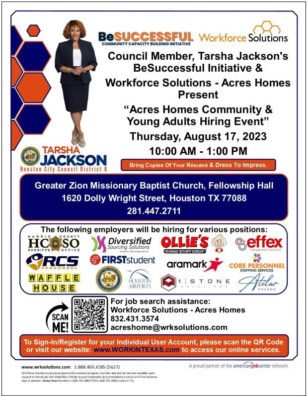 Acres Home Community and Young Adults Hiring Event