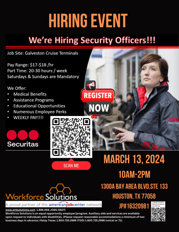 SECURITY GUARD HIRING EVENT – PORT OF GALVESTON