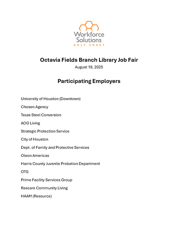 OCTAVIA FIELDS BRANCH LIBRARY JOB FAIR