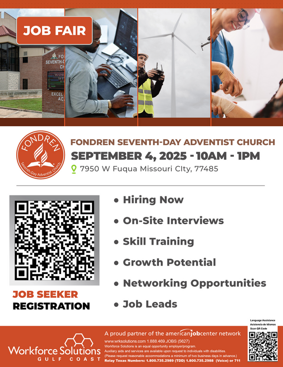 FONDREN SEVENTH-DAY ADVENTIST CHURCH JOB FAIR MULTIPLE EMPLOYERS