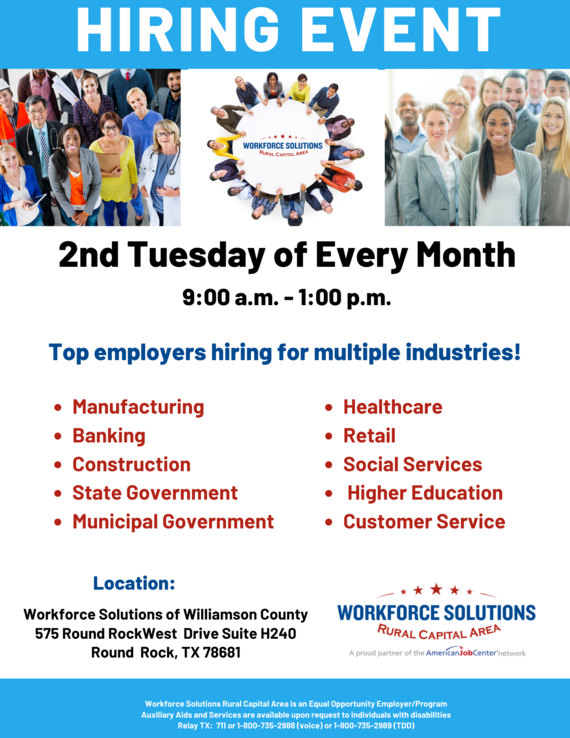 Hiring Event on Tuesday: Metro Area Job Fair in Round Rock