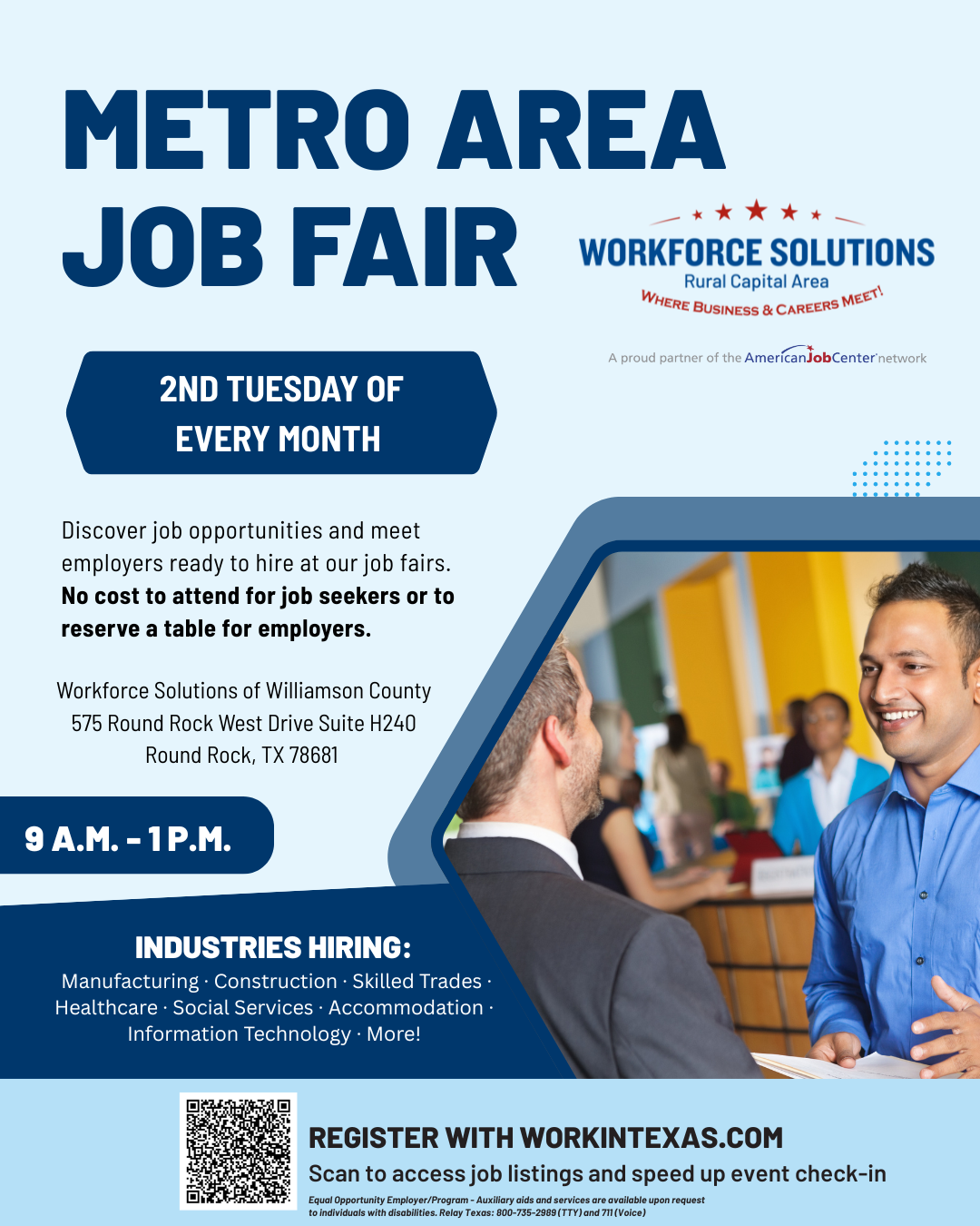 Metro Area Job Fair – September 9th in Round Rock