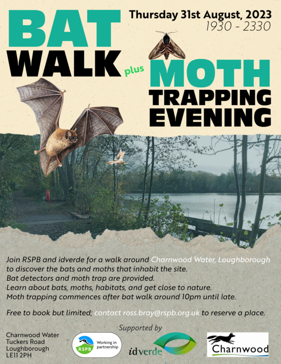 Bat Walk plus Moth Trapping evening at Charnwood Water 🦇