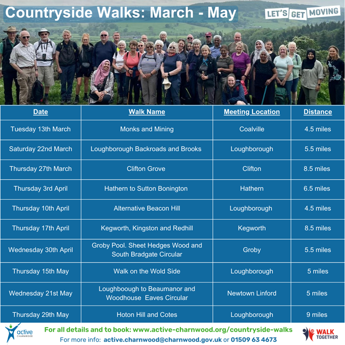 Join Active Charnwood's countryside walks this Spring! 🌞