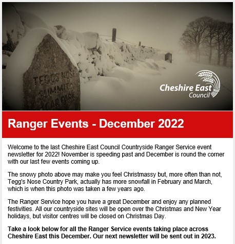 December events from Cheshire East Council Countryside Ranger Service