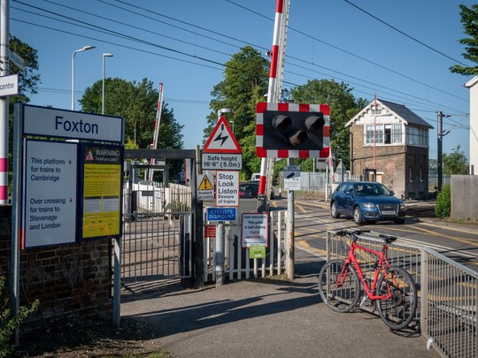 Overnight survey works near Foxton Level Crossing
