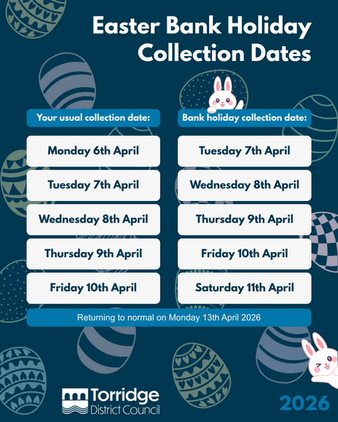 Easter Waste and Recycling Collections in Torridge 2026