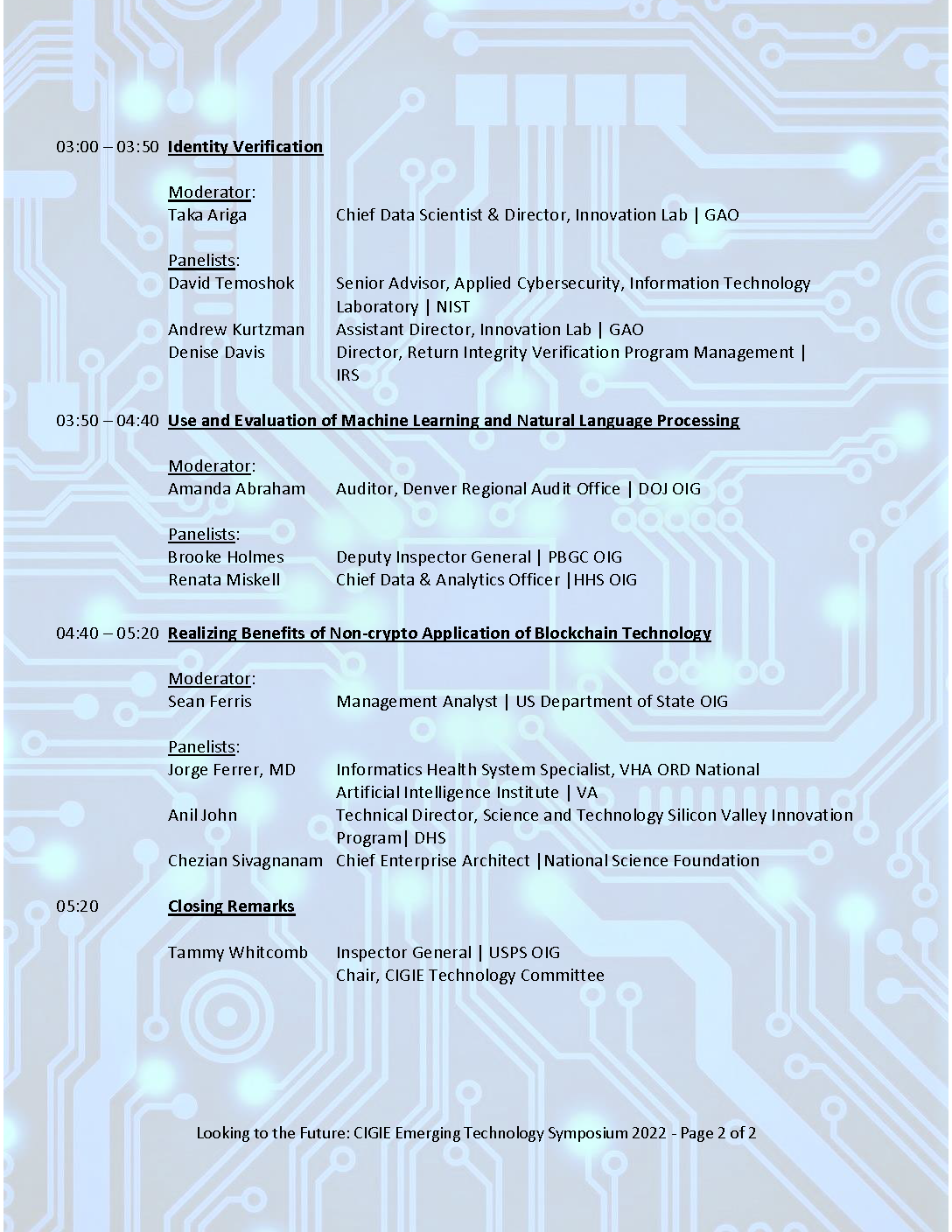 AGENDA AND REMINDER! Third Annual Symposium/CIGIE Technology Committee
