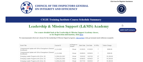 FY23 CIGIE Training Schedule/Registration Open for ALL Classes